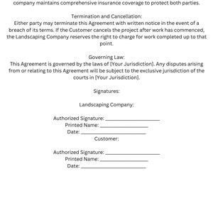 Lawn and Landscaping Quote Agreement Template - Etsy