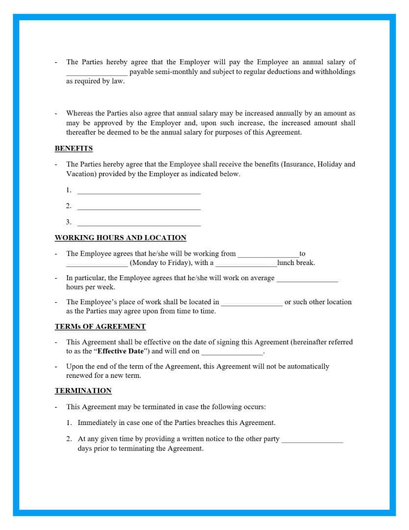 At Will Employment Agreement Template