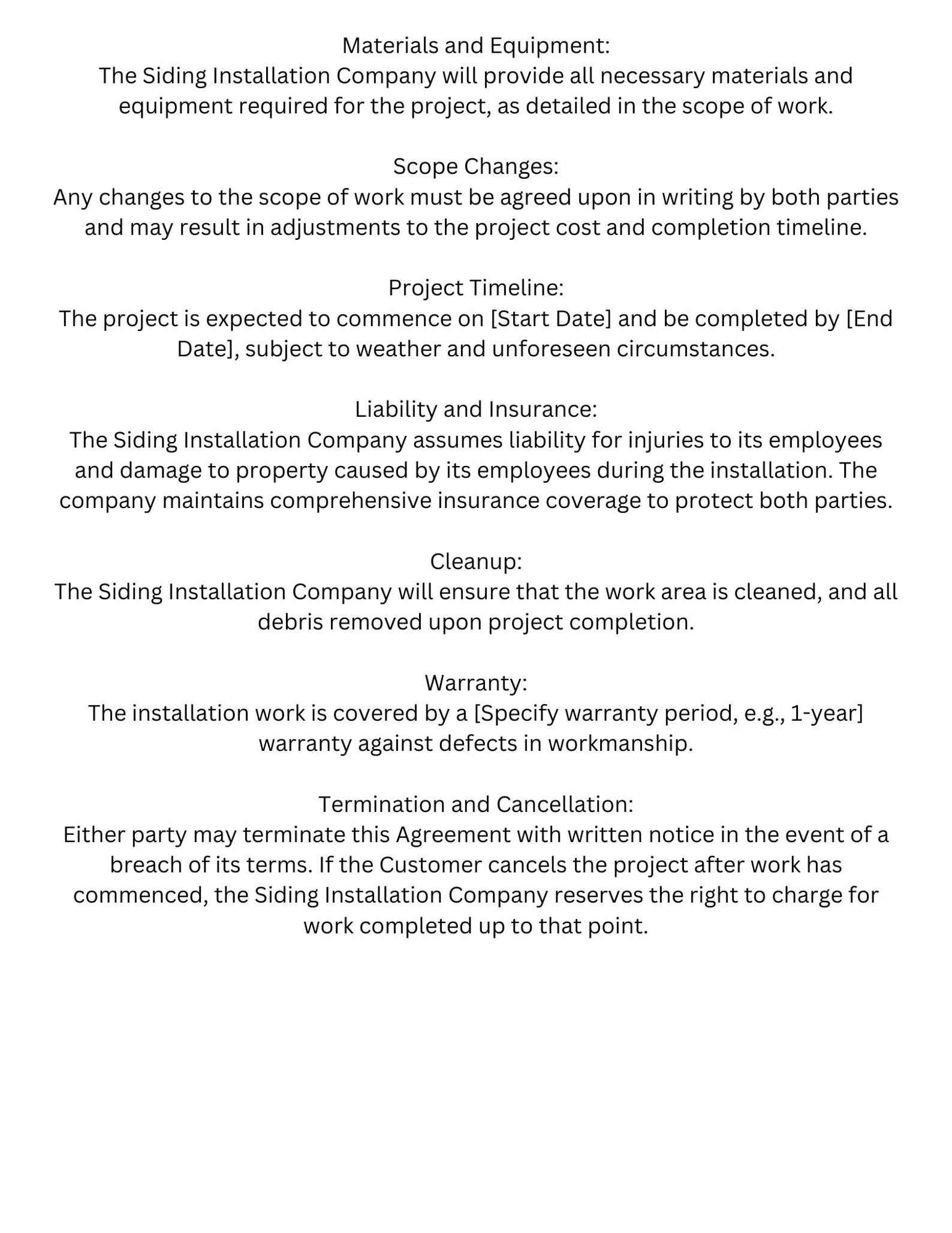 Siding Installation Agreement Template - Etsy