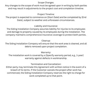 Siding Installation Agreement Template - Etsy