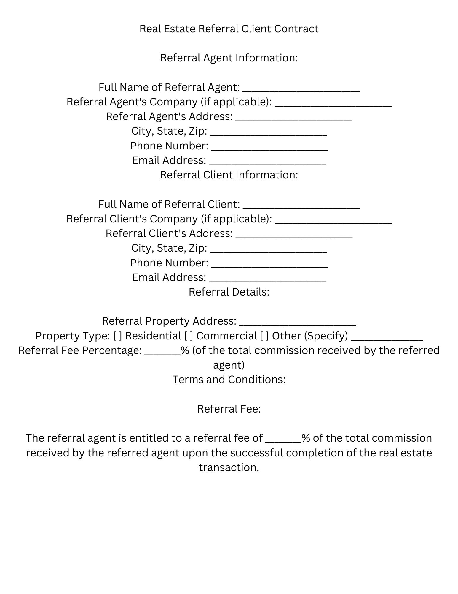 Real Estate Referral Client Contract - Customizable and Professional - Etsy