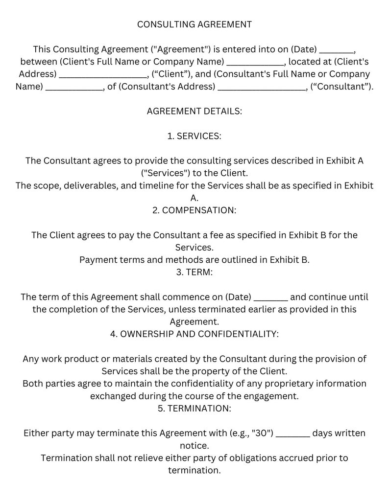 Consulting Agreement Template - Etsy