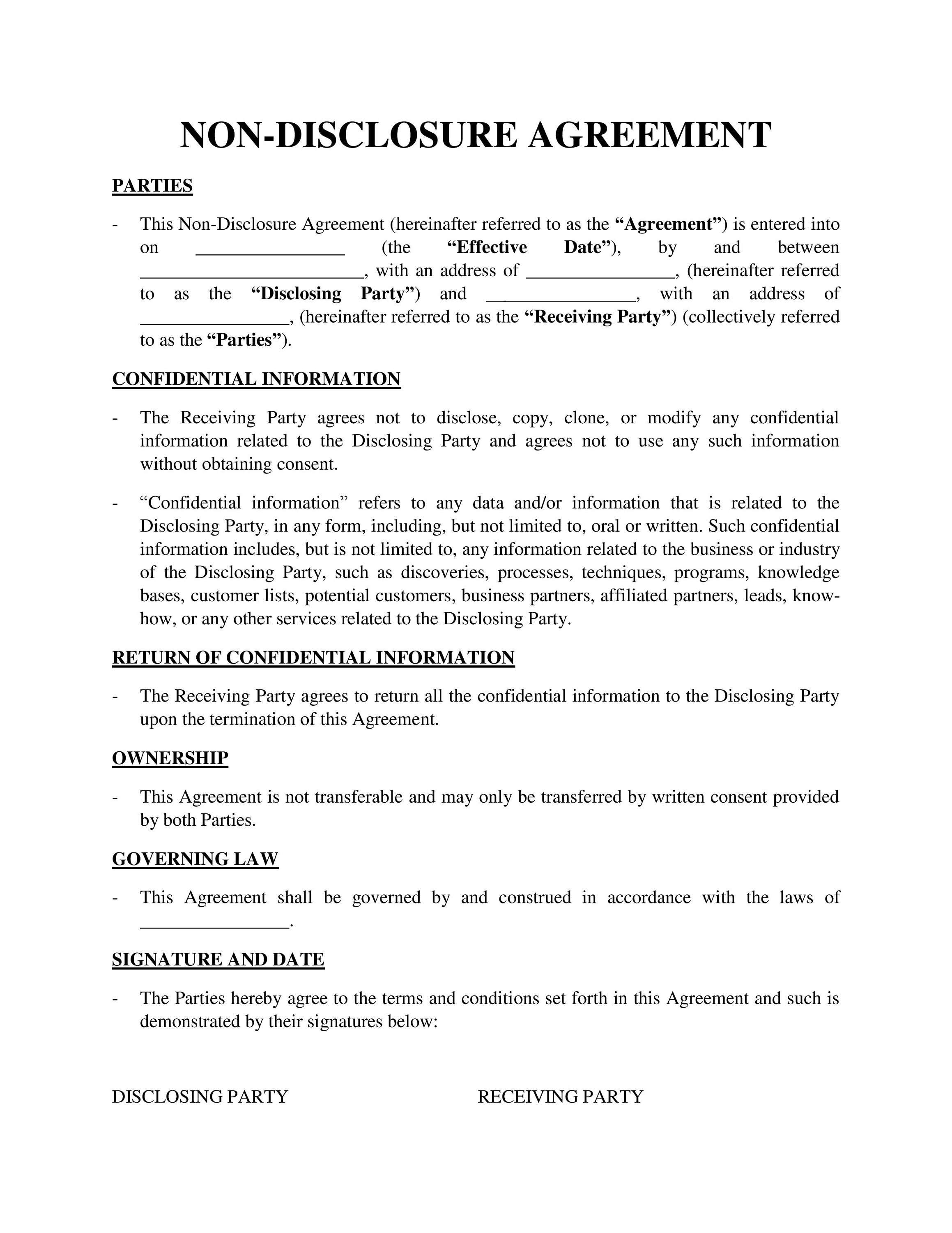 Non-disclosure-agreement-template Download - Etsy