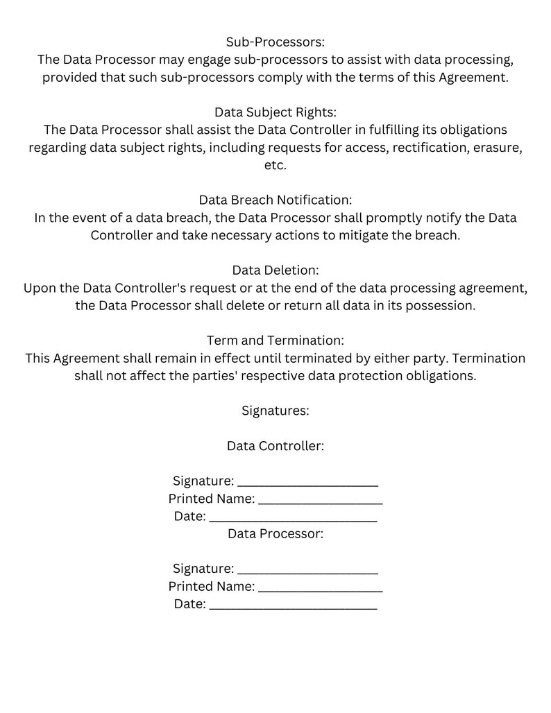 Data Processing Agreement Template - Etsy