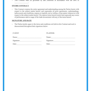Wedding Planner Contract Template - Etsy