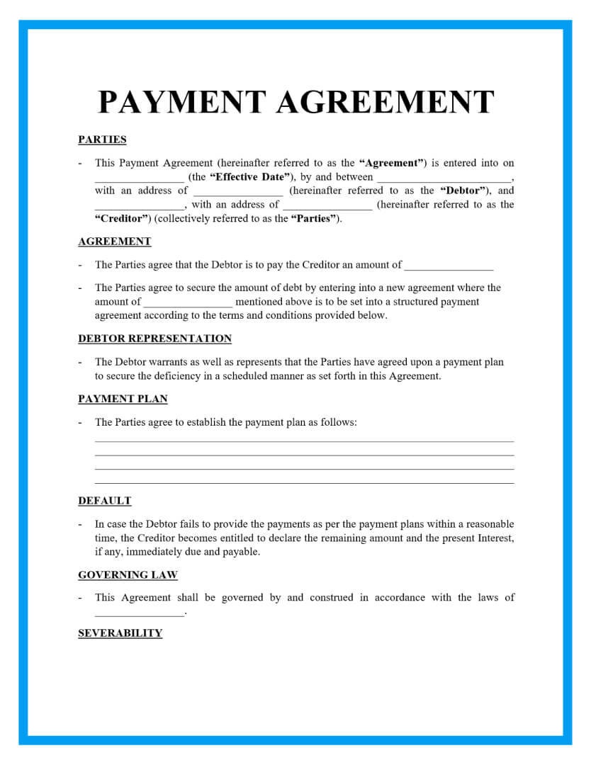 Payment Agreement Template Etsy Payment Agreement Template Etsy