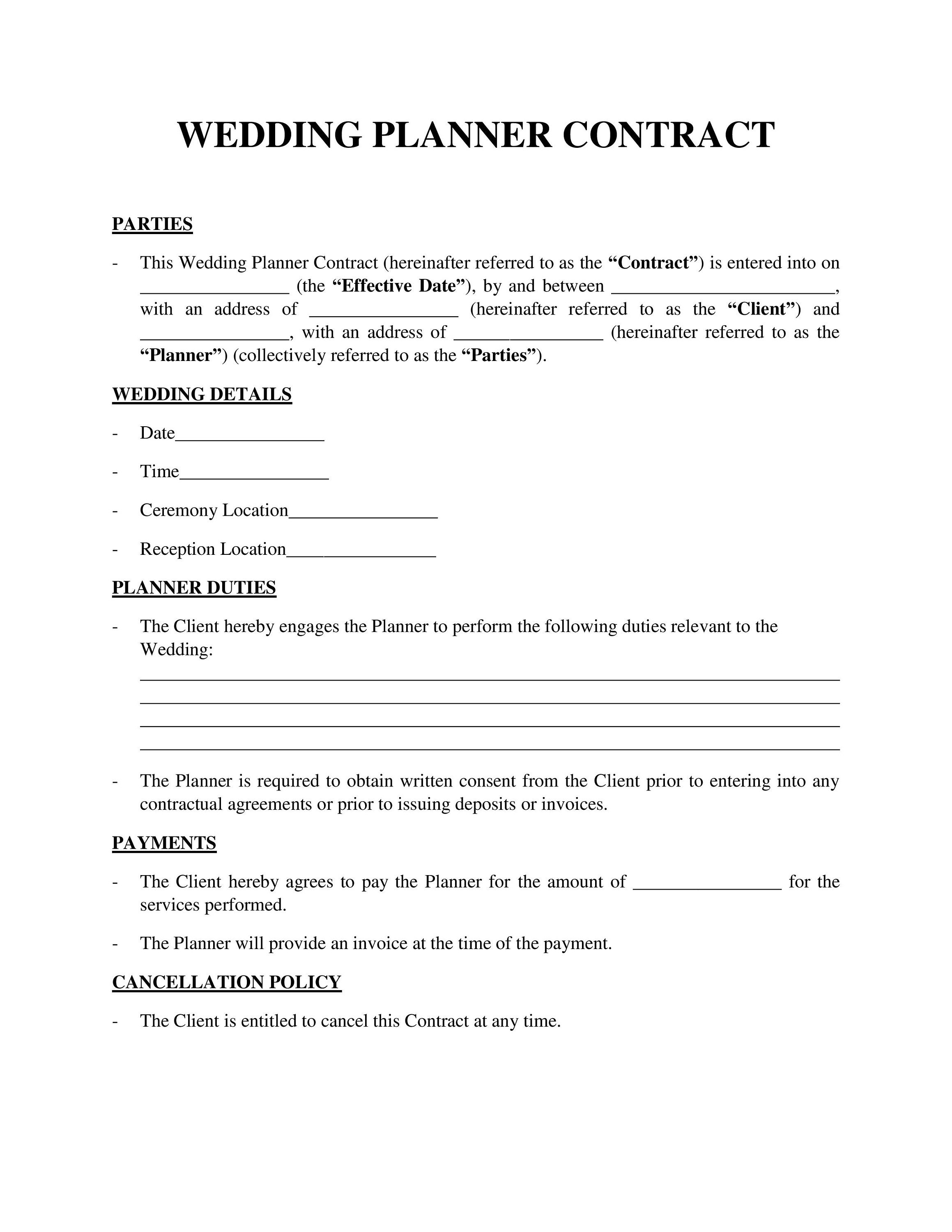 Wedding-planner-contract-template - Etsy