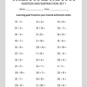 Colorful Math Addition & Subtraction Worksheets - 8-page Printable for ...