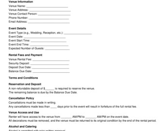 Wedding Venue Rental Agreement Template | Editable DOC & PDF | Event ...