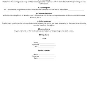 Educational Services Contract Template-pdf Download and Print - Etsy