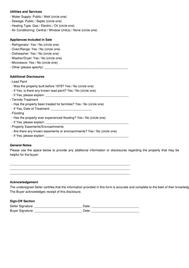 Seller's Property Disclosure Form | Real Estate Disclosure Agreement ...