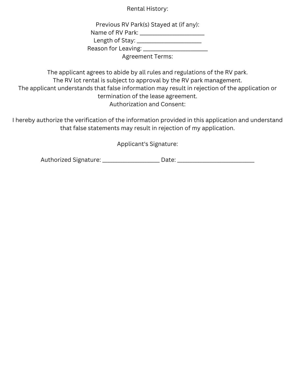 RV Lot Rental Application Form-template, Instant Download - Etsy