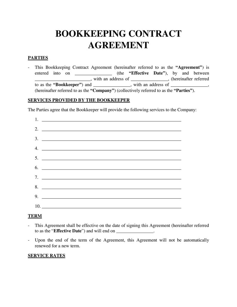Bookkeeping-contract-agreement - Etsy