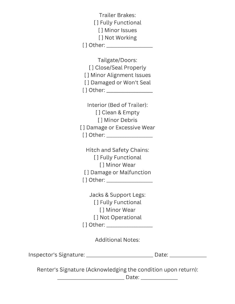 Digital Download: Post-rental Dump Trailer Inspection Checklist (2023 ...