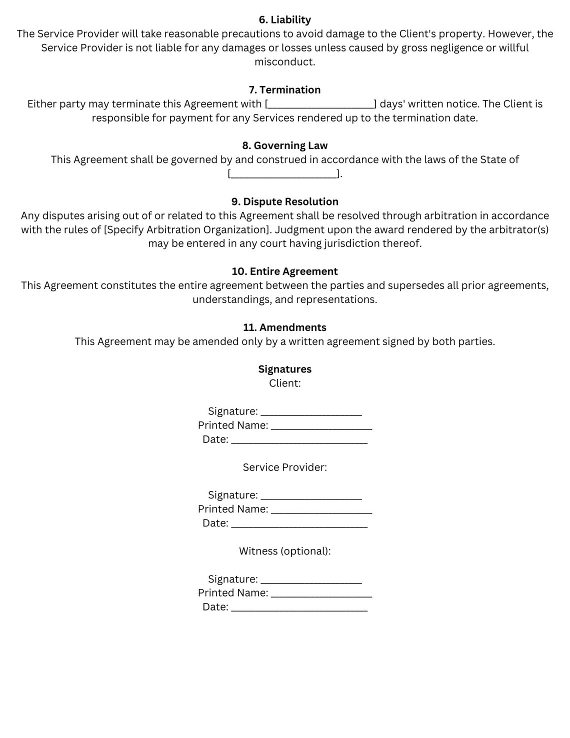 House Cleaning Services Agreement-template PDF - Etsy