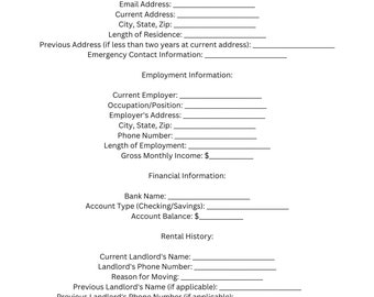 Rental Application Form Tenant Profile Form Editable Word Docx PDF ...