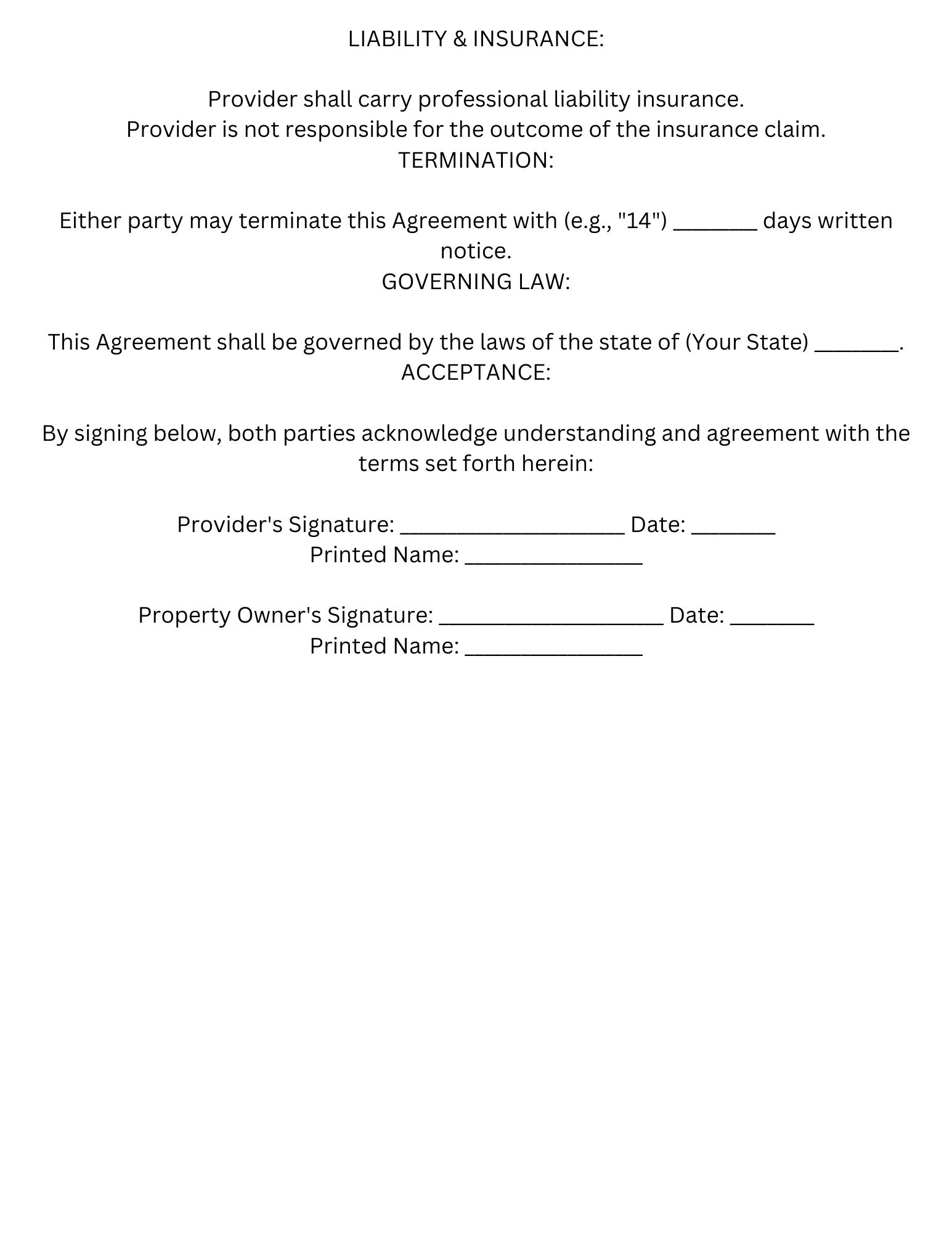 Insurance Claim Assistance Agreement Template - Etsy