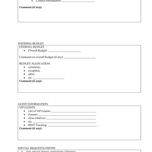Wedding Client Information Forms - Comprehensive Pack (9 Pages ...