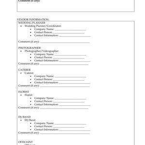 Wedding Client Information Forms - Comprehensive Pack (9 Pages ...