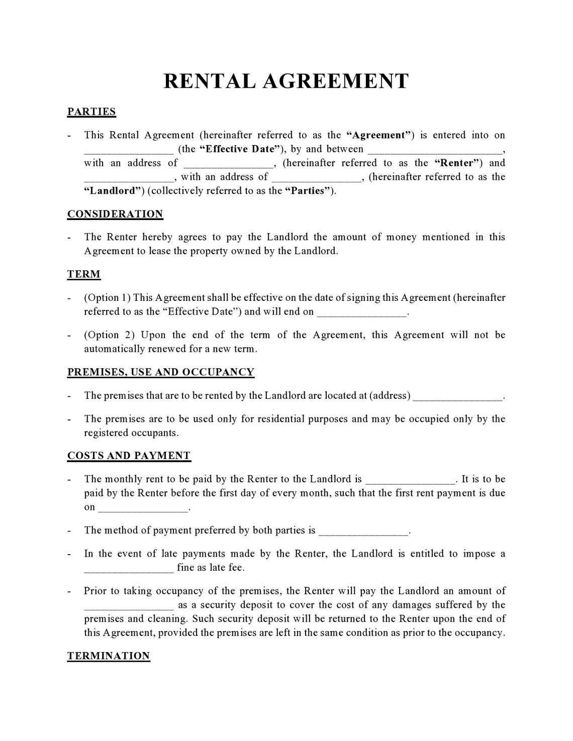 Basic-rental-agreement-template - Etsy