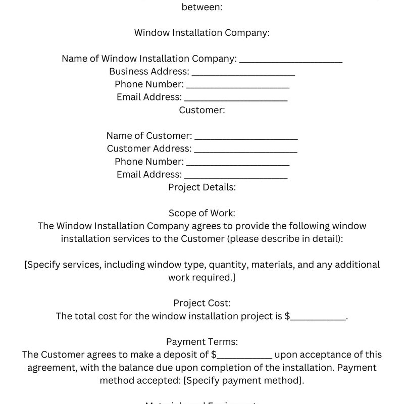 Window Template Contract - Etsy