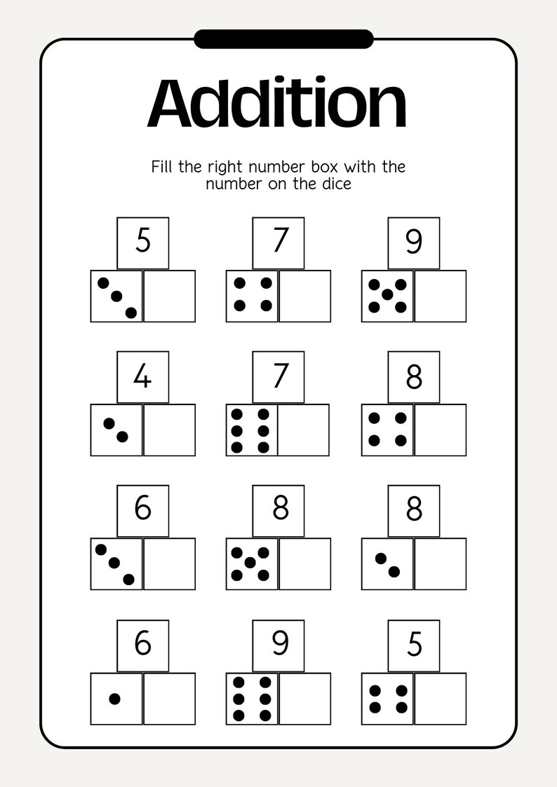 Fun Preschool Math Worksheets - Counting & Basic Addition for Kids - Etsy