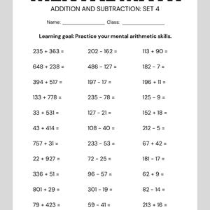Colorful Math Addition & Subtraction Worksheets - 8-page Printable for ...