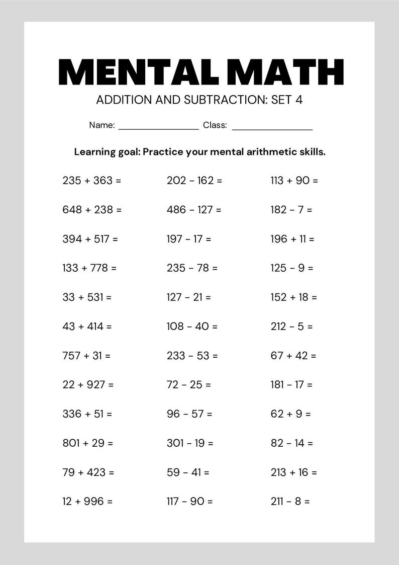 Colorful Math Addition & Subtraction Worksheets - 8-page Printable for ...