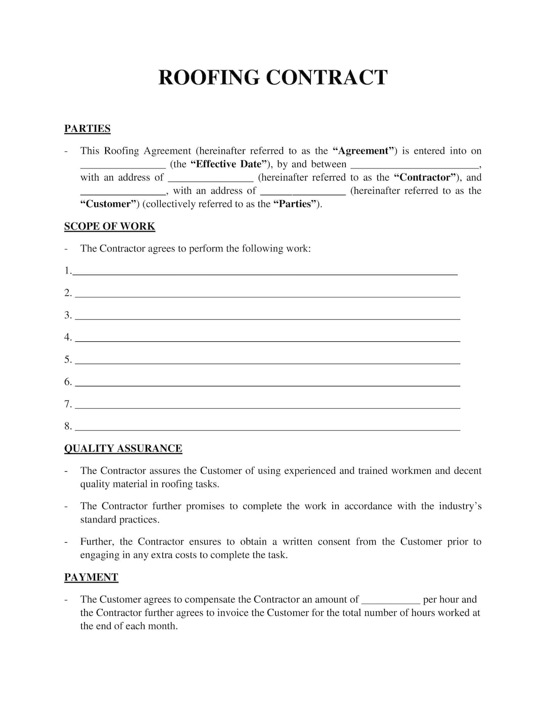 Roofing-contract-template - Etsy