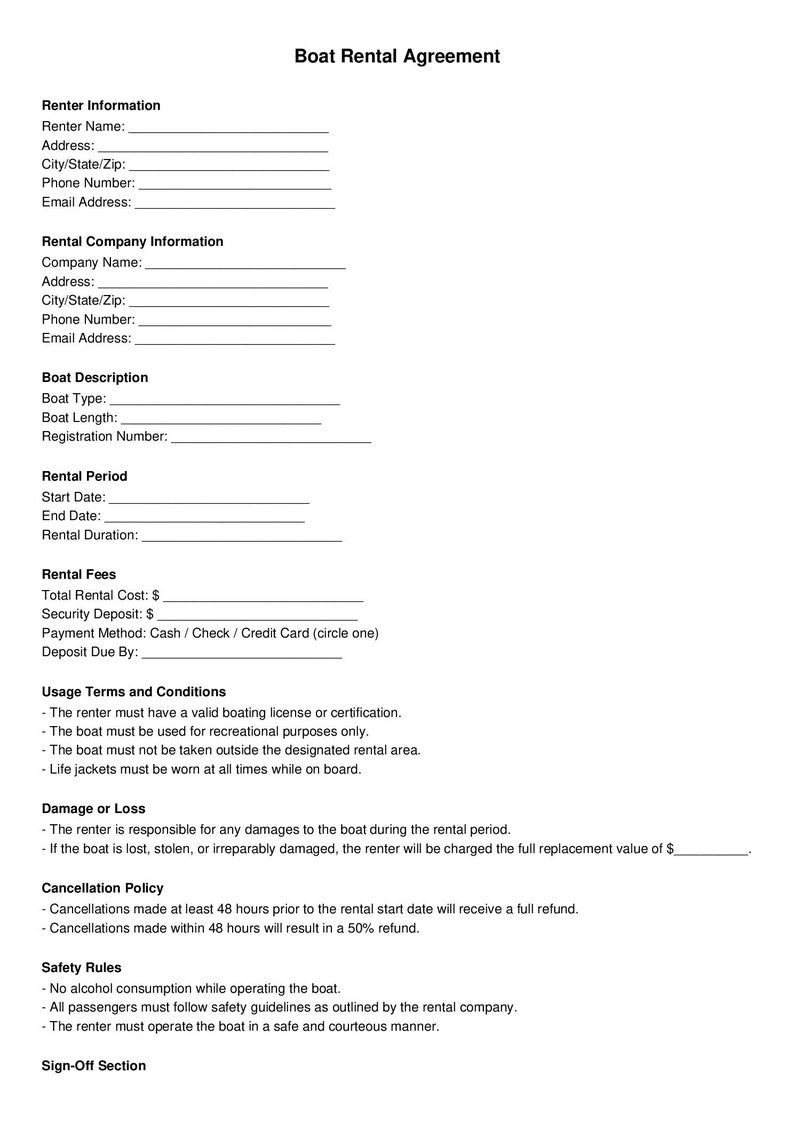 Boat Rental Agreement | Watercraft Rental Contract | Editable PDF - Etsy