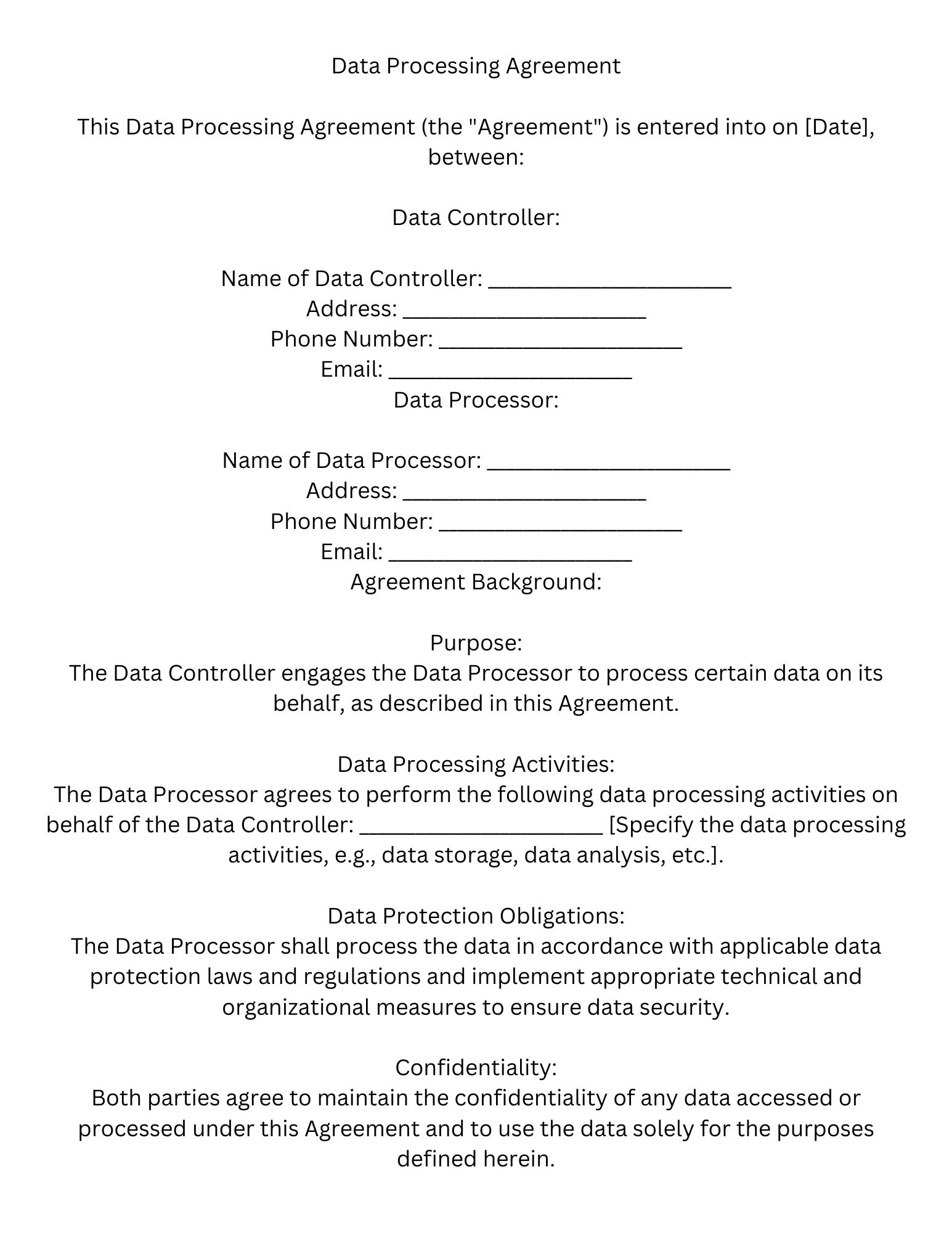 Data Processing Agreement Template - Etsy