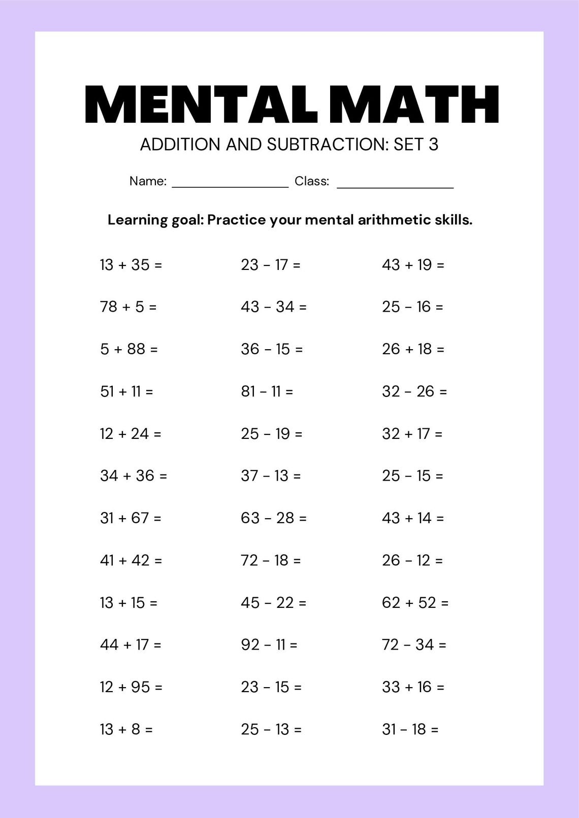 Colorful Math Addition & Subtraction Worksheets - 8-page Printable for ...