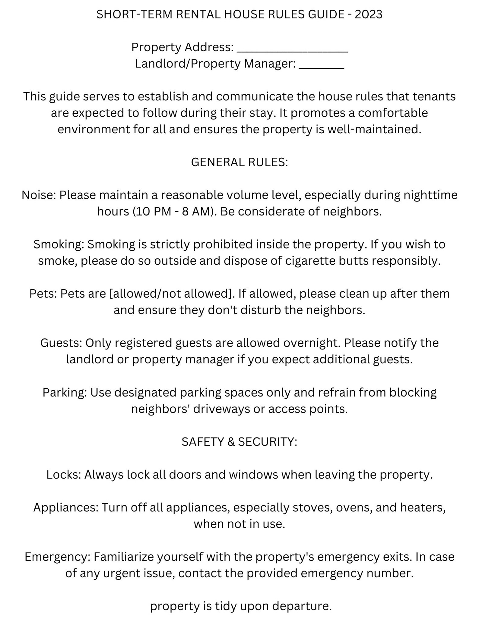 Short-term Rental House Rules Guide - Etsy