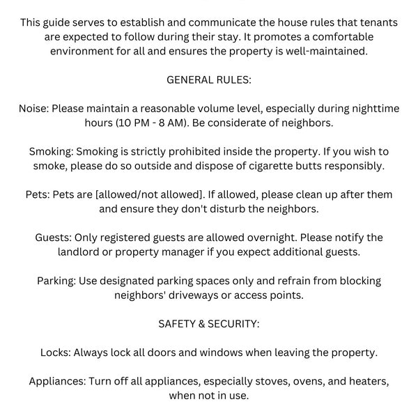 Short Term Rental House Rules Guide - Etsy UK