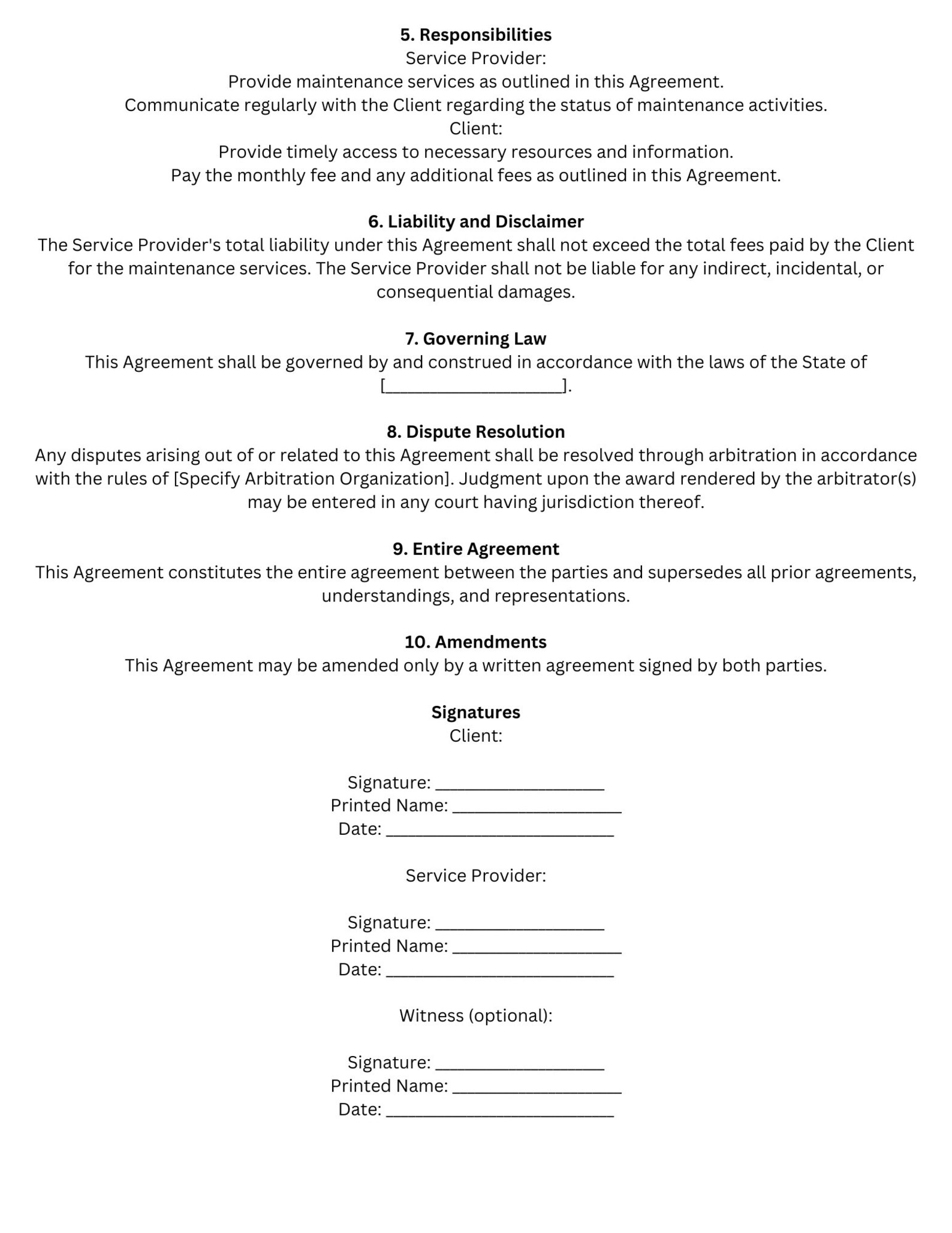 Mobile App Maintenance Agreement-template Pdf - Etsy