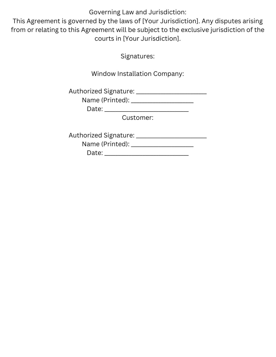 Window Installation Agreement Template - Etsy