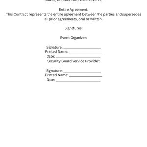 Event Vending Security Guard Contract Template - Etsy