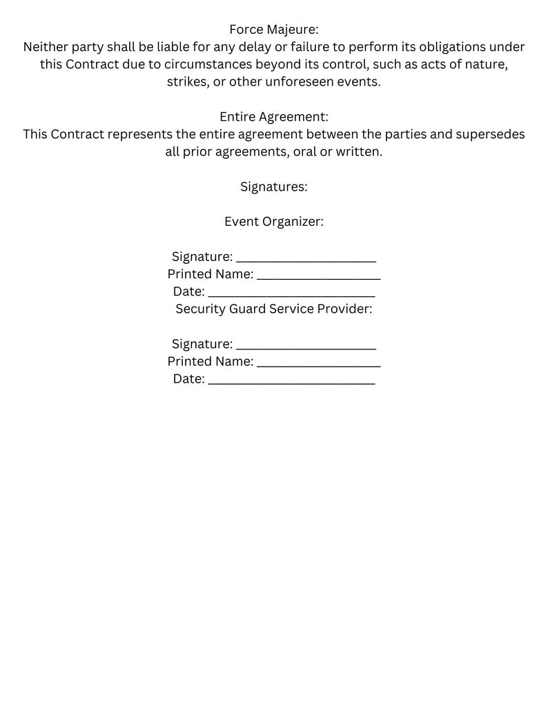 Event Vending Security Guard Contract Template - Etsy