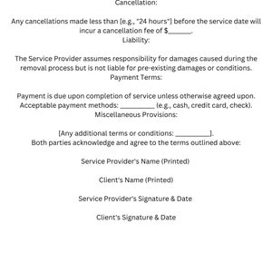 Junk Removal Service Agreement Template: Digital Download, PDF - Etsy