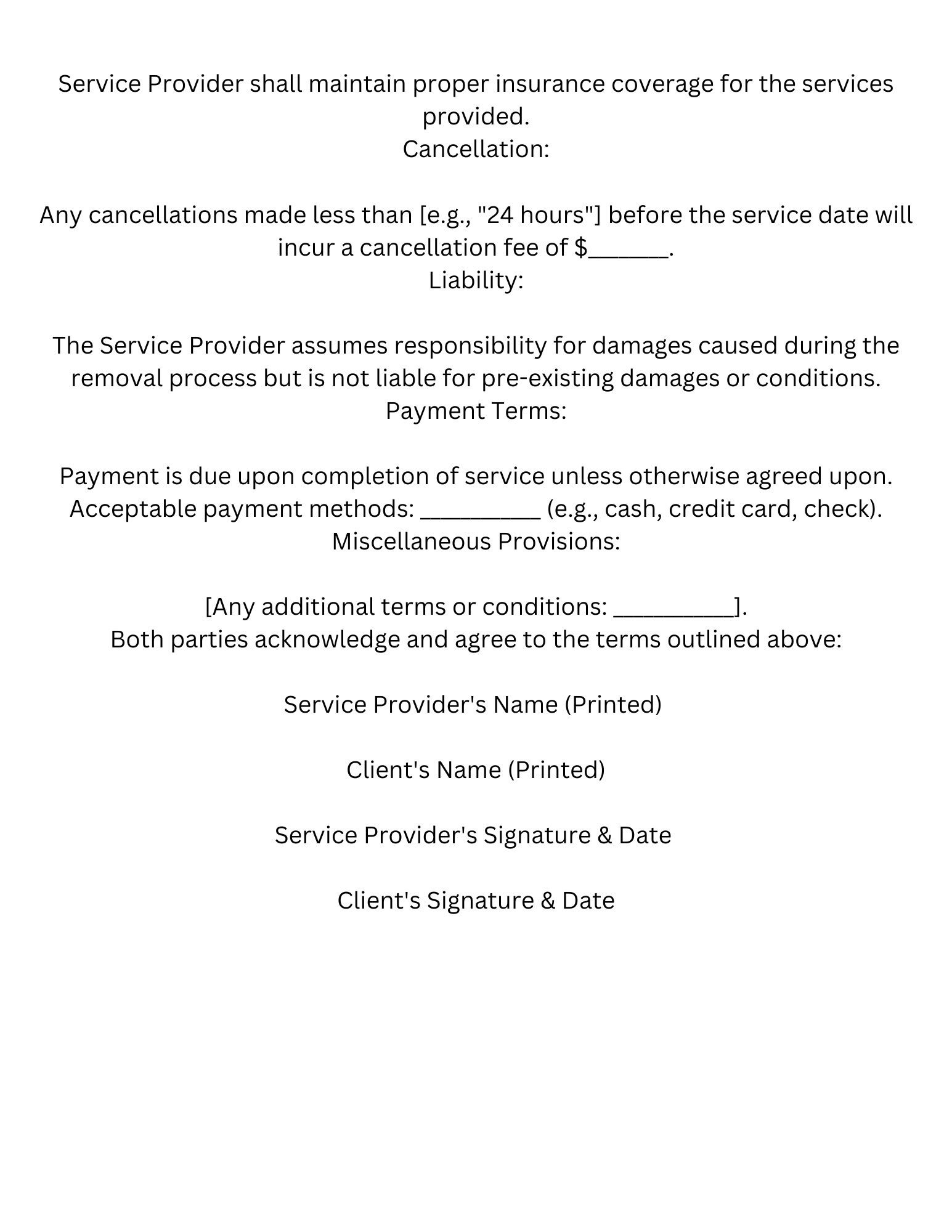 Junk Removal Service Agreement Template: Digital Download, PDF - Etsy