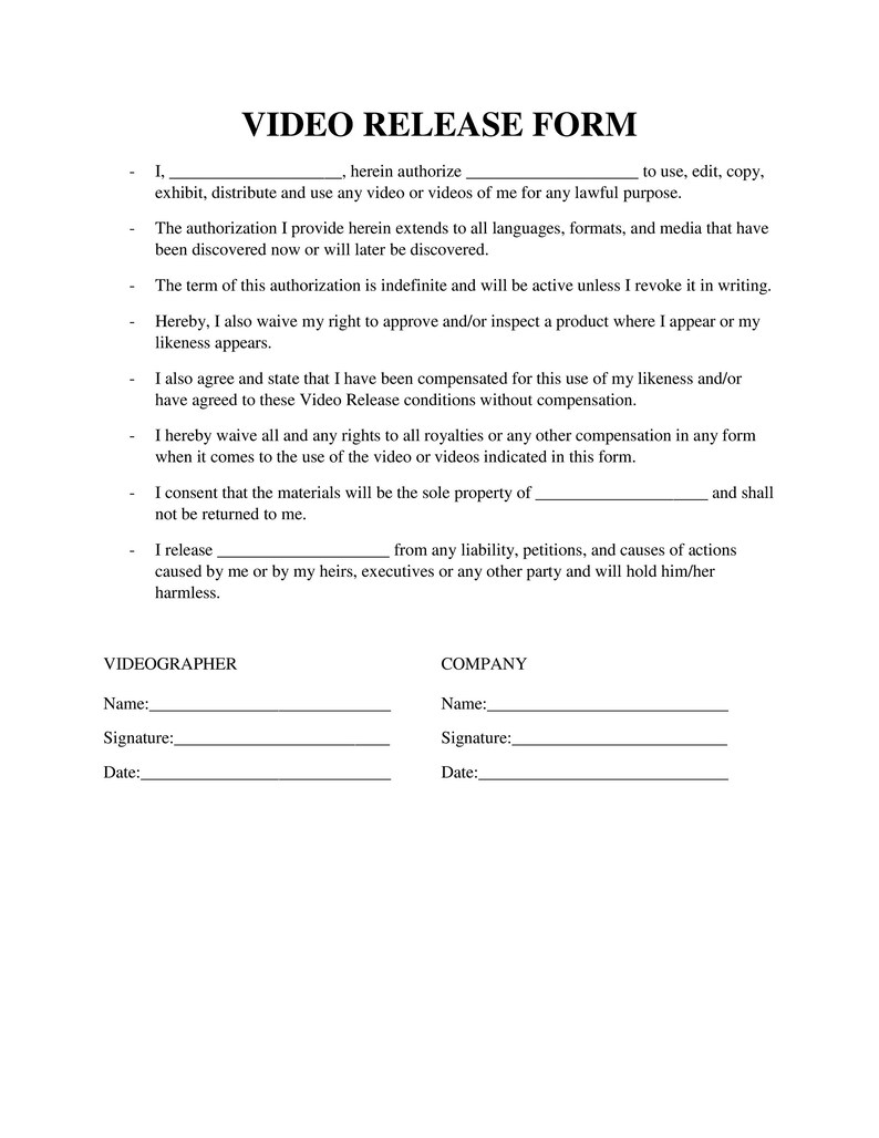 Video-release-form-template - Etsy