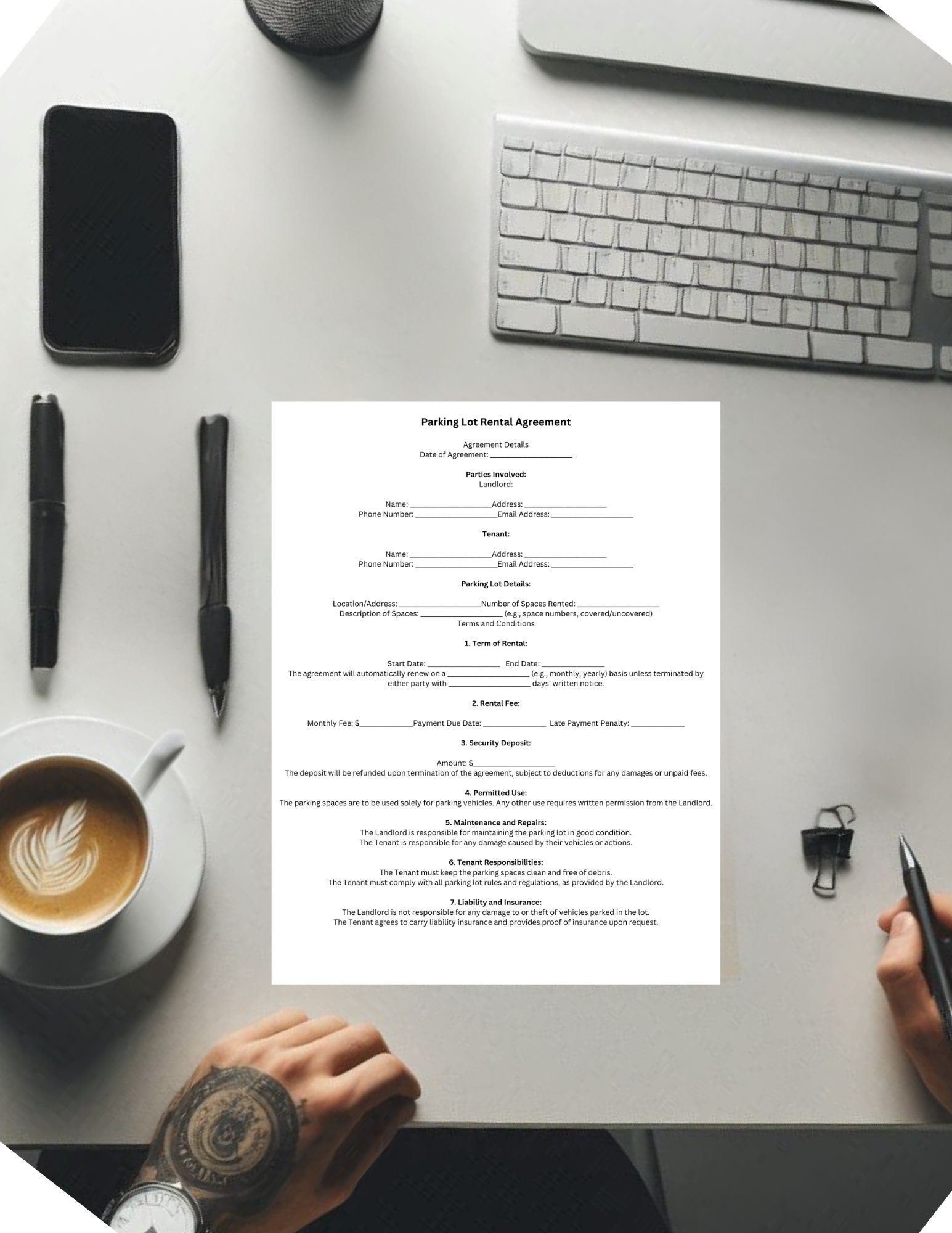 Parking Lot Rental Agreement Template - Etsy