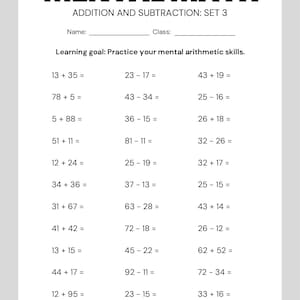 Colorful Math Addition & Subtraction Worksheets - 8-page Printable for ...