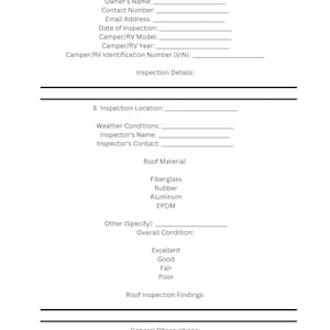 Camper/rv Roof Inspection Report Template: Instant Download. - Etsy