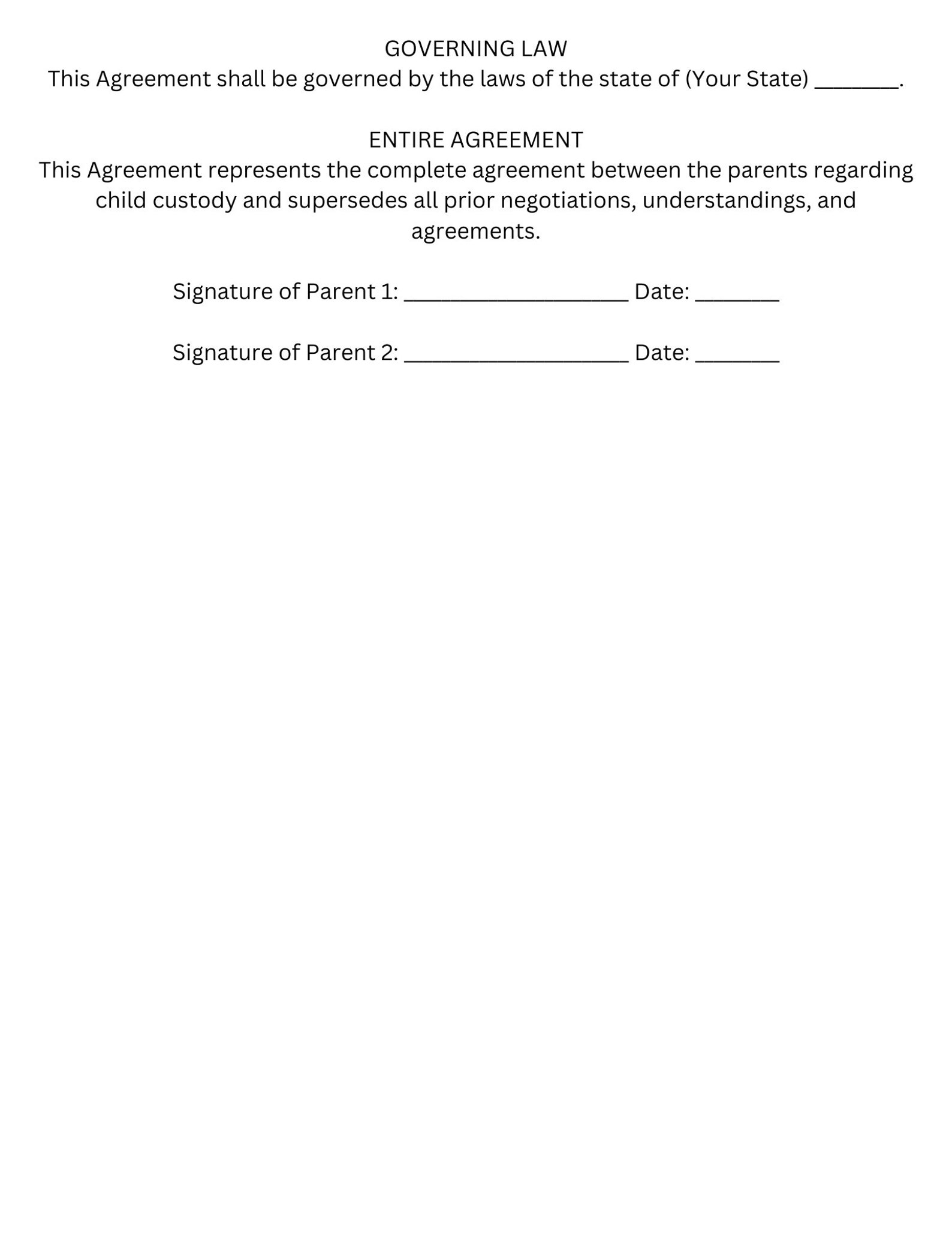 Custody Agreement Template Form-pdf Download - Etsy