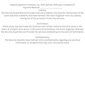 Event Vending Security Guard Contract Template - Etsy