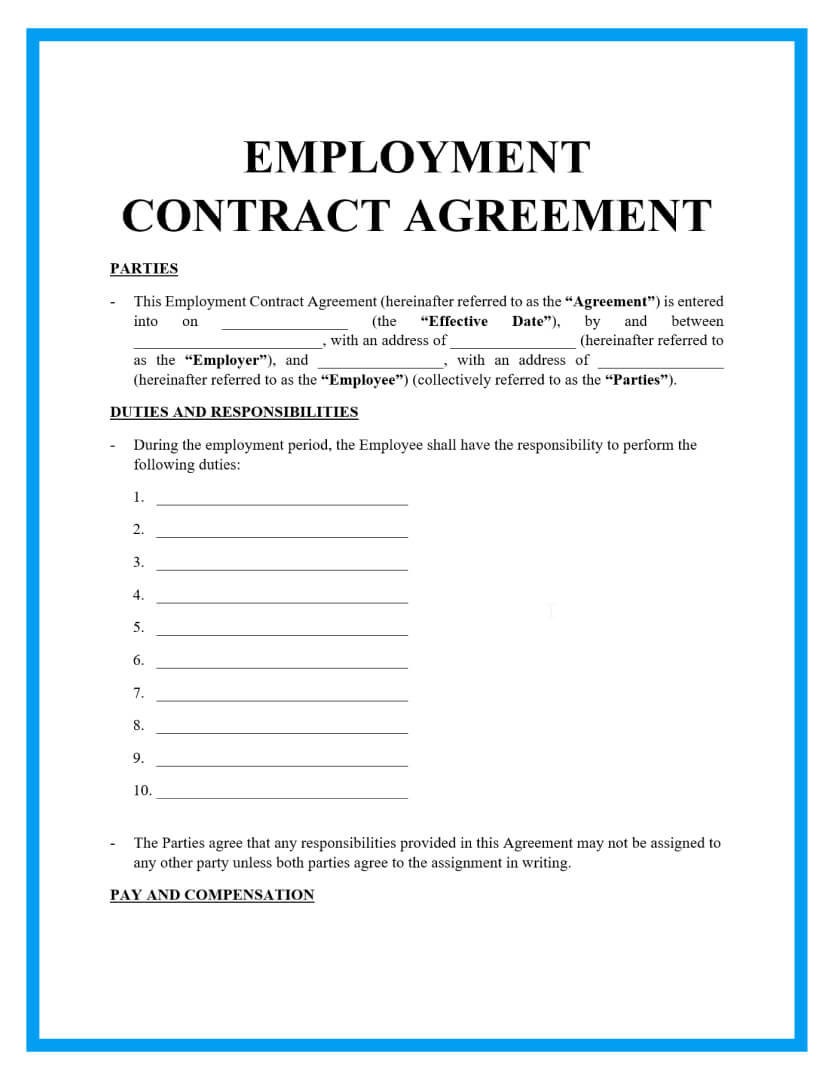 Employment Contract Agreement Template - Etsy