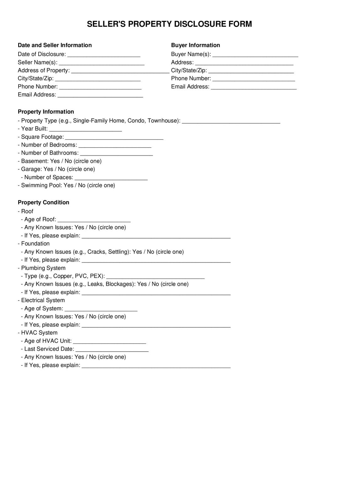 Seller's Property Disclosure Form | Real Estate Disclosure Agreement | Editable PDF - Etsy