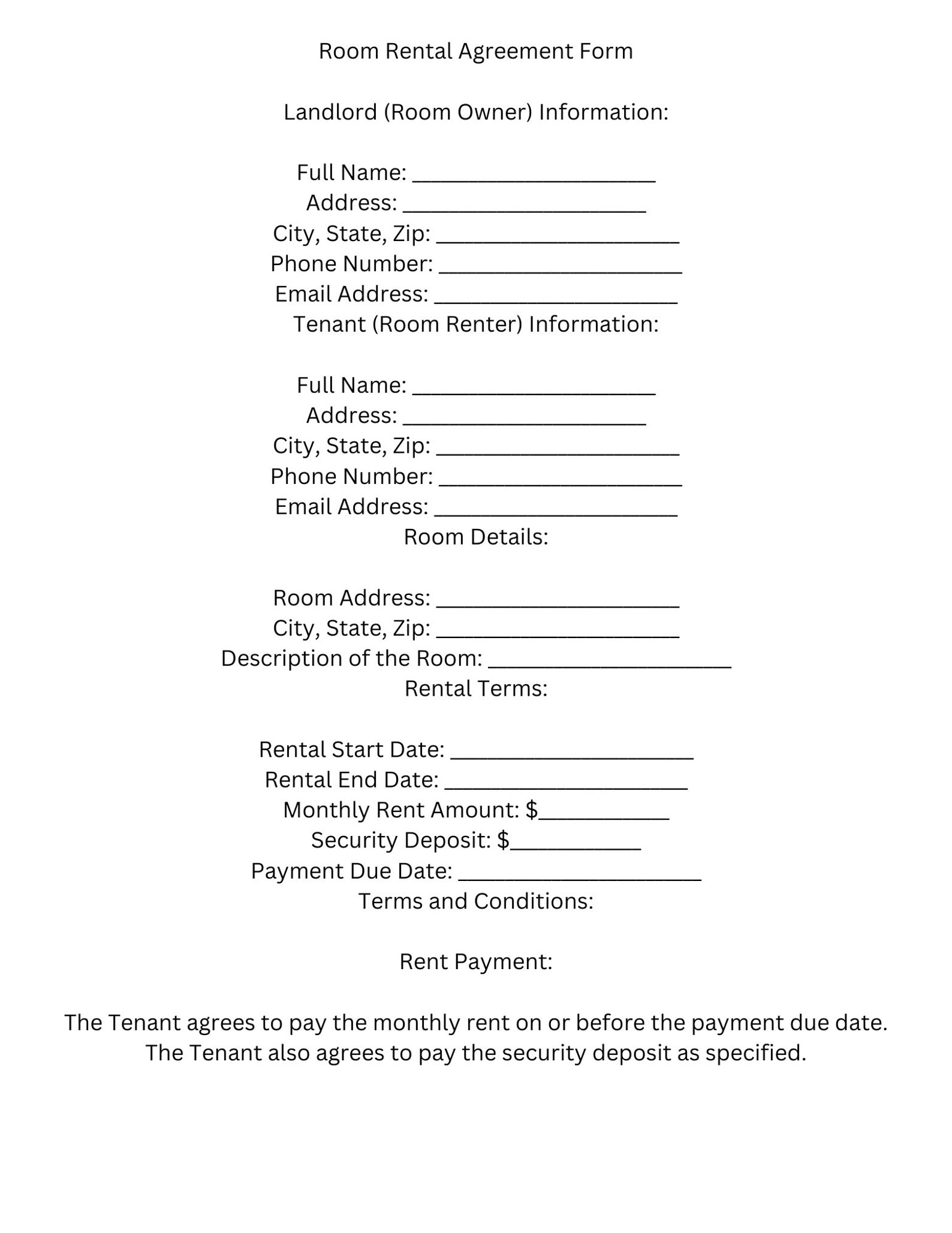 Room Rental Agreement Form - Customizable Template in Canva, Digital ...