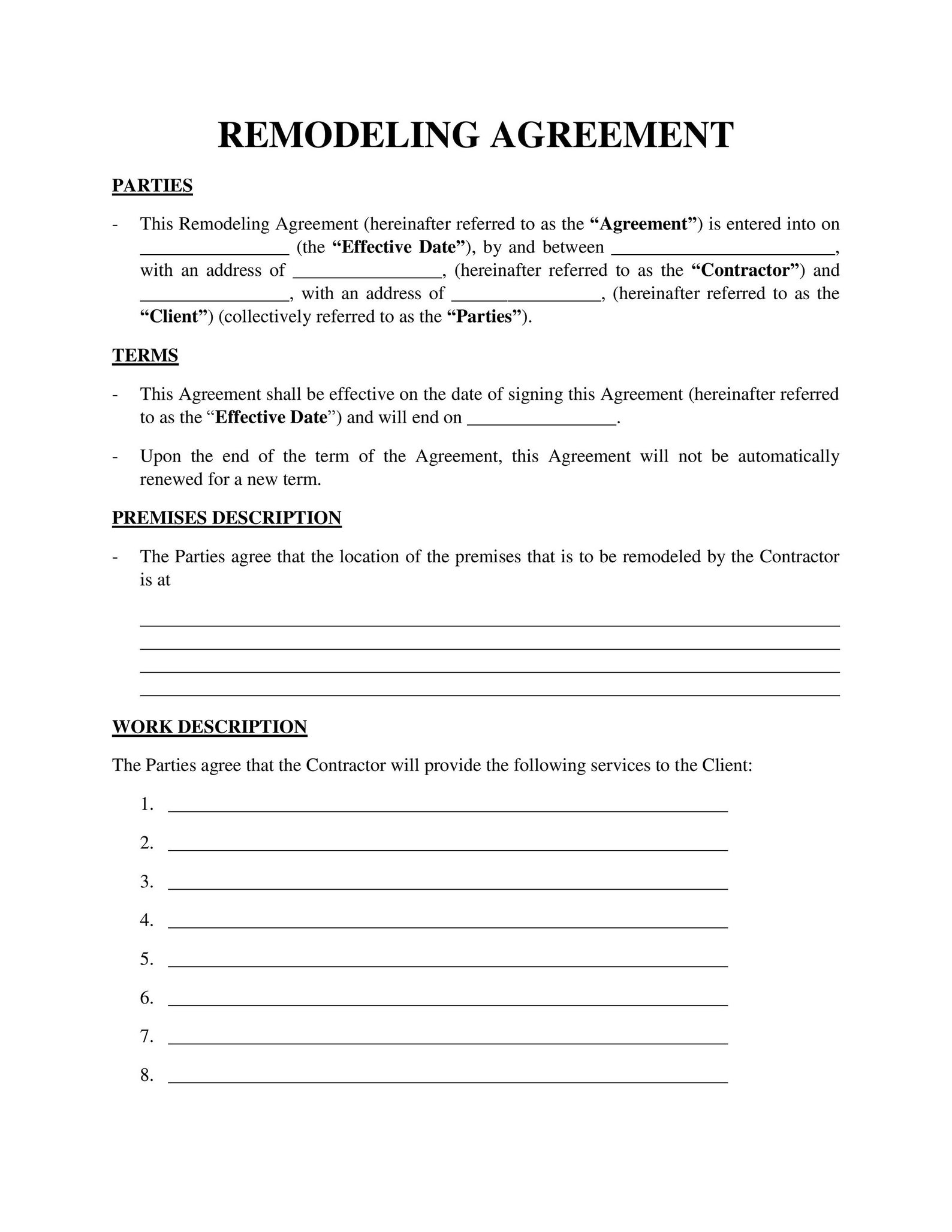 Remodeling-contract-template - Etsy